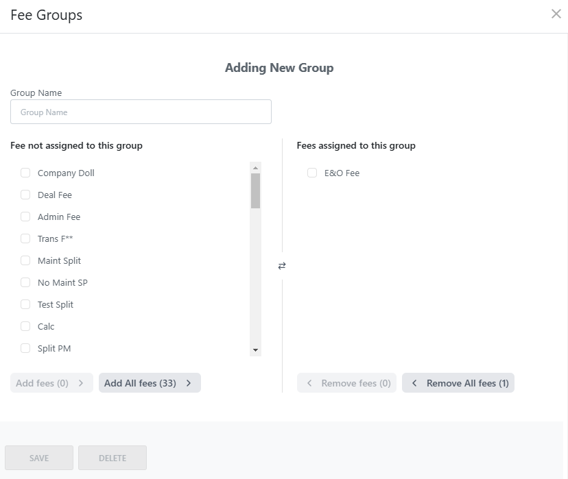Create a fee group (new Back Office)