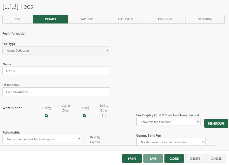 Set up a refundable fee to withhold funds (new Back Office)