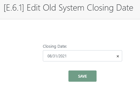 Set the old system close date (new Back Office)