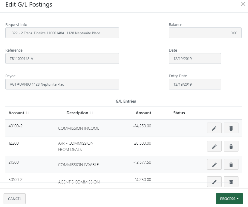 Edit general ledger postings (new Back Office)