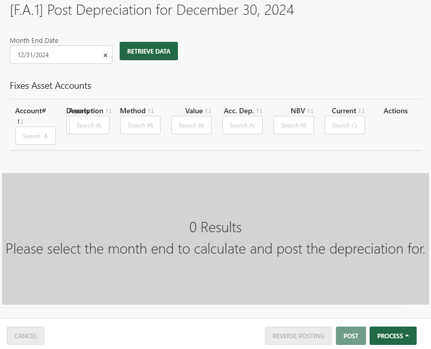 Post a depreciation (new Back Office)