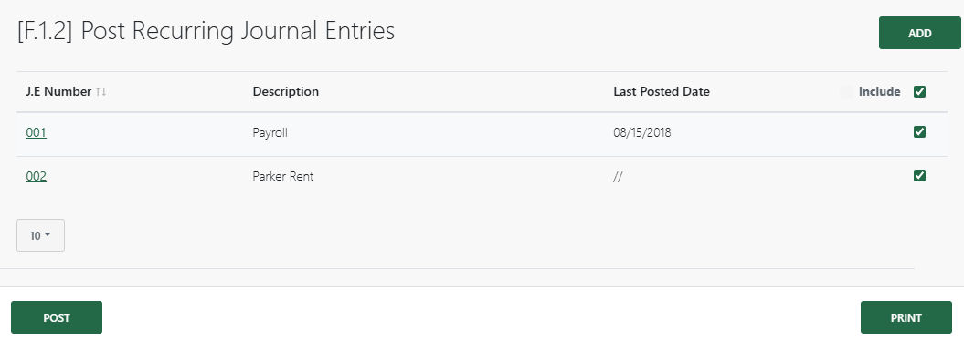Post a recurring journal entry (new Back Office)