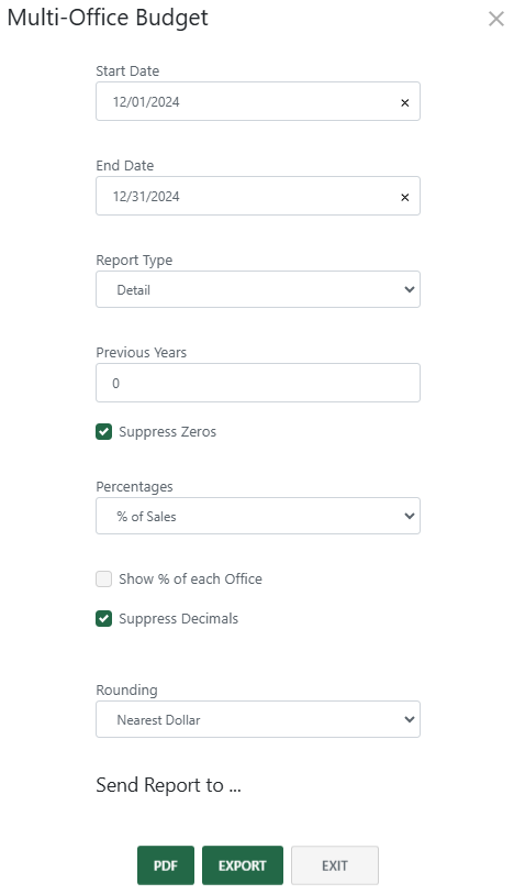 Prepare a budget based on last year's data (new Back Office)