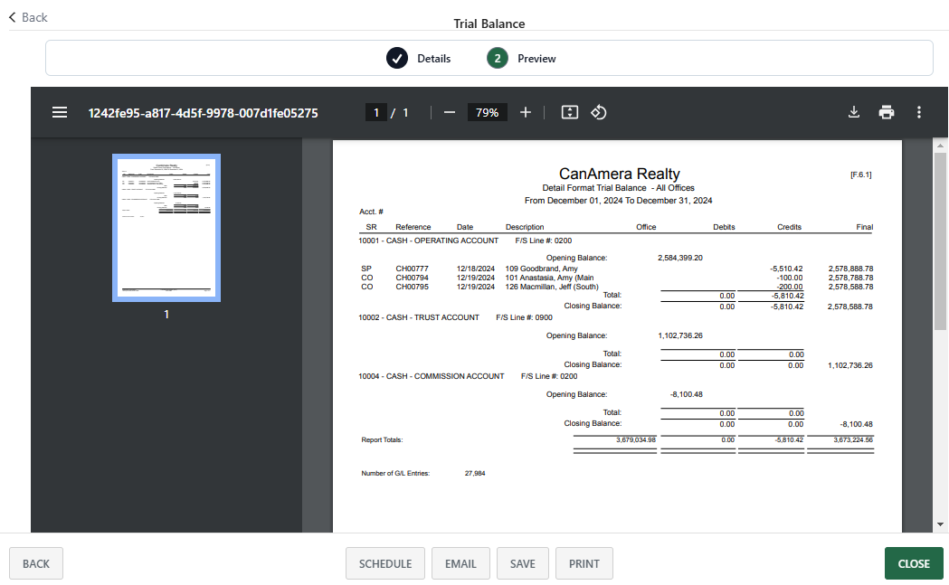 Print trial balances (new Back Office)