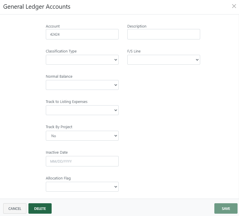 Add a general ledger account (new Back Office)