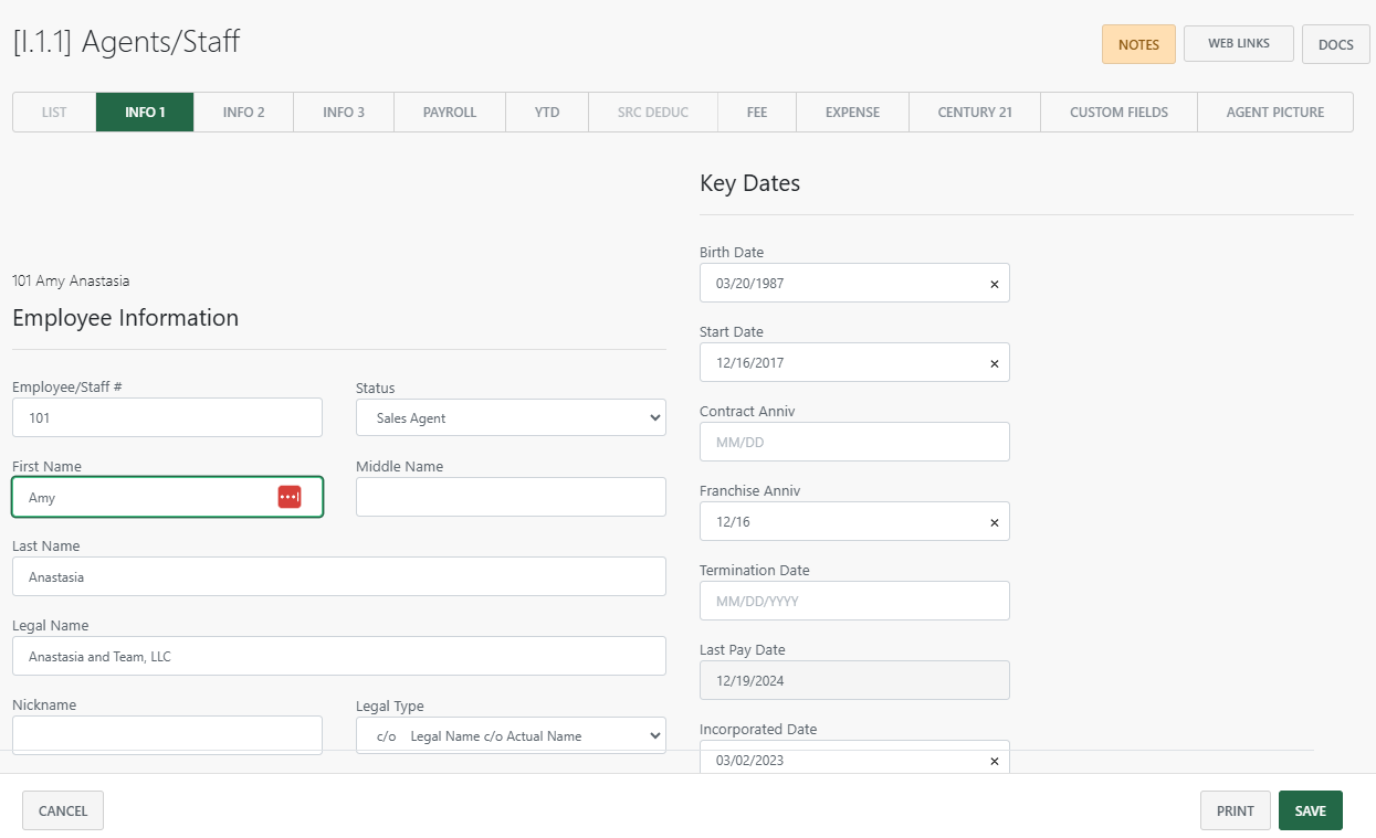 Add an agent or staff member profile (new Back Office)