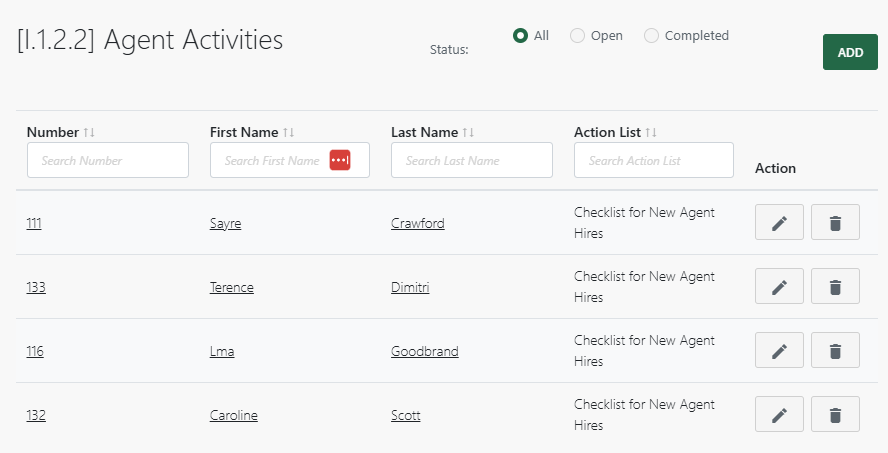 Assign an activity list to an agent (new Back Office)