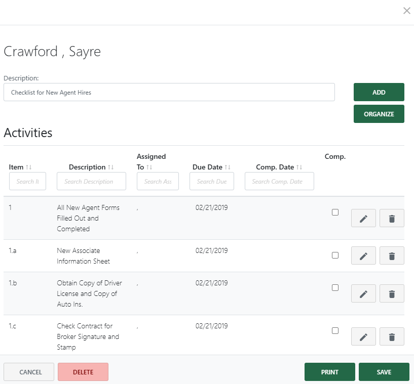 Assign An Activity List To An Agent New Back Office