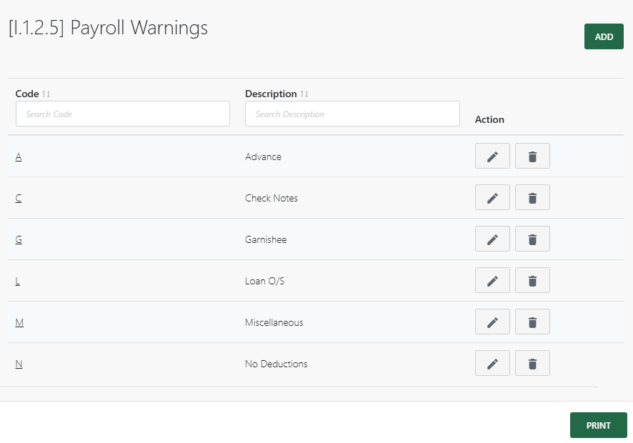 Add a payroll warning code (new Back Office)