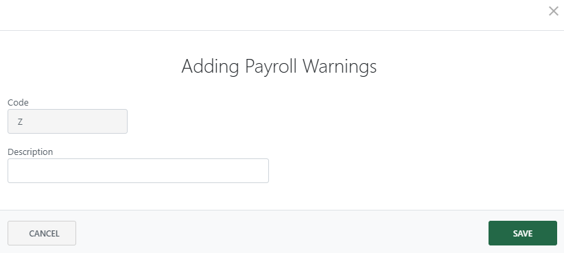 Add a payroll warning code (new Back Office)