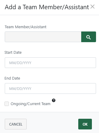 Create or edit a team, or delete a team member (new Back Office)