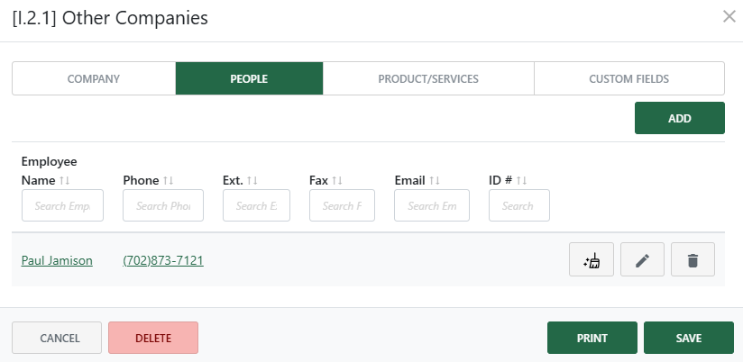 Manage other company contacts and people (new Back Office)