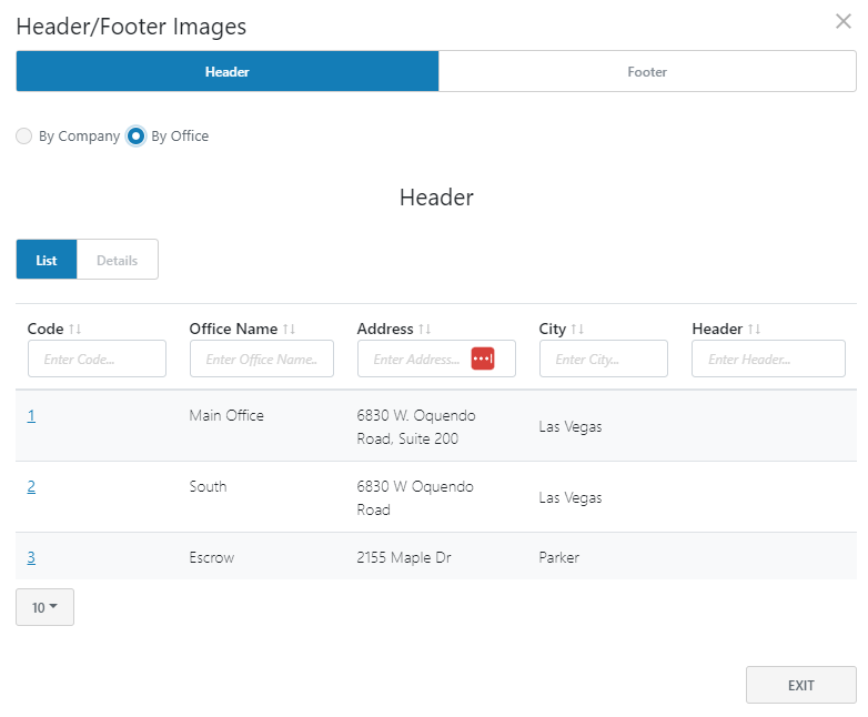 Add a company header and footer to standard letters (new Back Office)