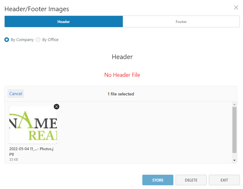 Add a company header and footer to standard letters (new Back Office)