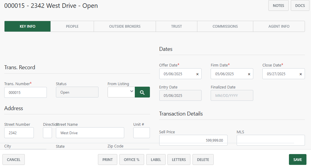 Review a new Back Office checklist in Transactions