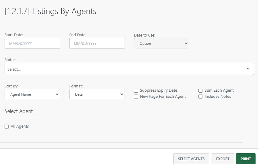 Generate a Listings by Agent report (new Back Office)