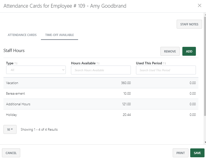 Track time cards and attendance cards (new Back Office)