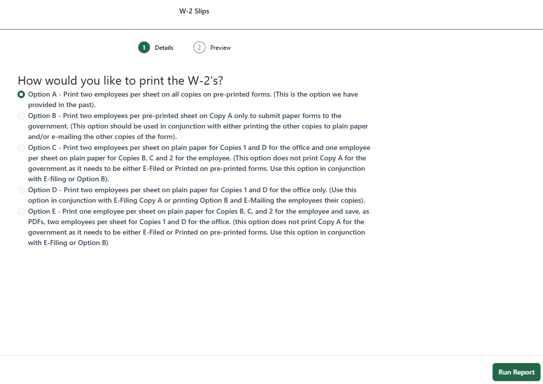 Print W-2s [U.S.] (new Back Office)