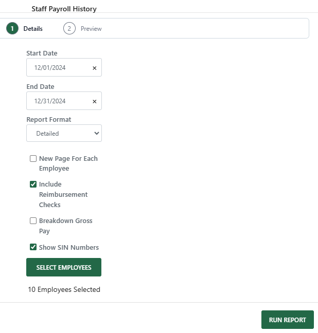 Review employee payroll history or record of employment (new Back Office)