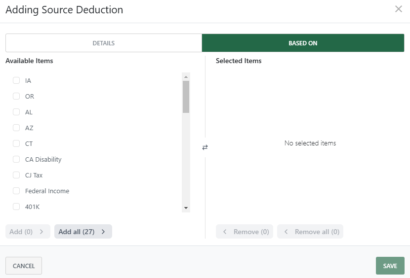 Set up default payroll deductions for federal income tax (new Back Office)