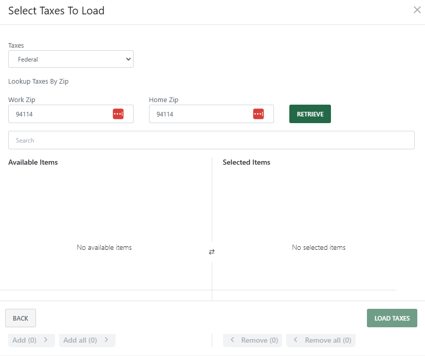 Load regional taxes [U.S.] (new Back Office)