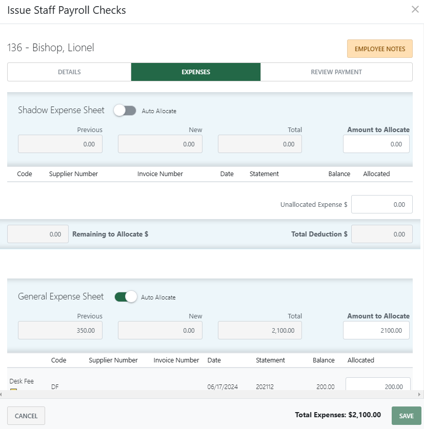Prepare staff payroll payments (new Back Office)