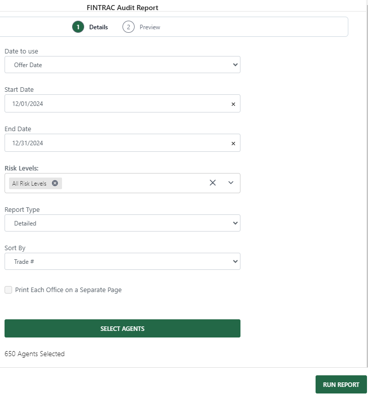 Generate a FINTRAC Audit report [CAN] (new Back Office)