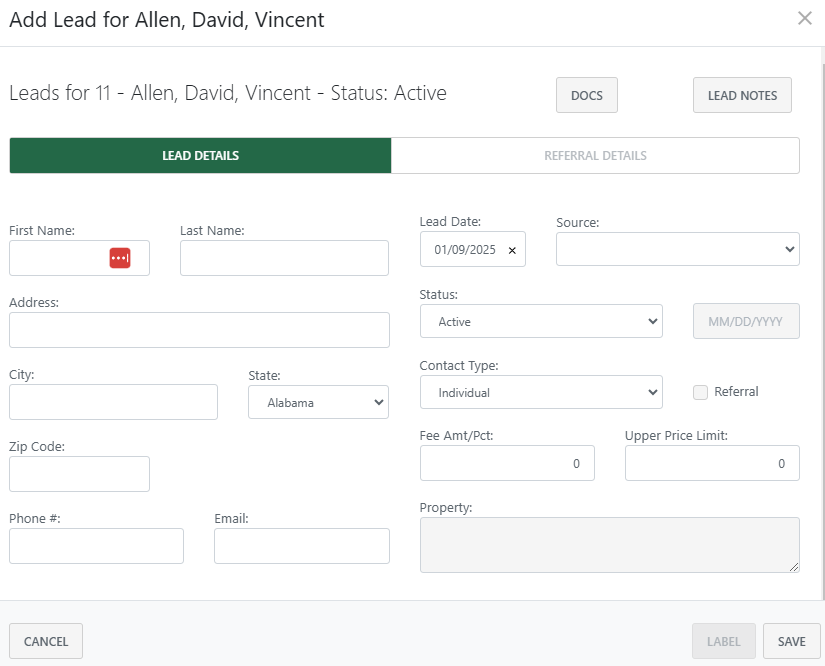 Manage leads and referrals (new Back Office)