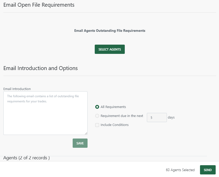 Notify agents about outstanding files and open conditions (new Back Office)