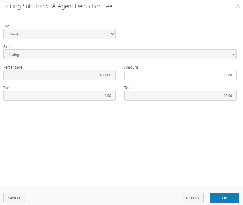 Edit a fee for an agent or transaction (new Back Office)