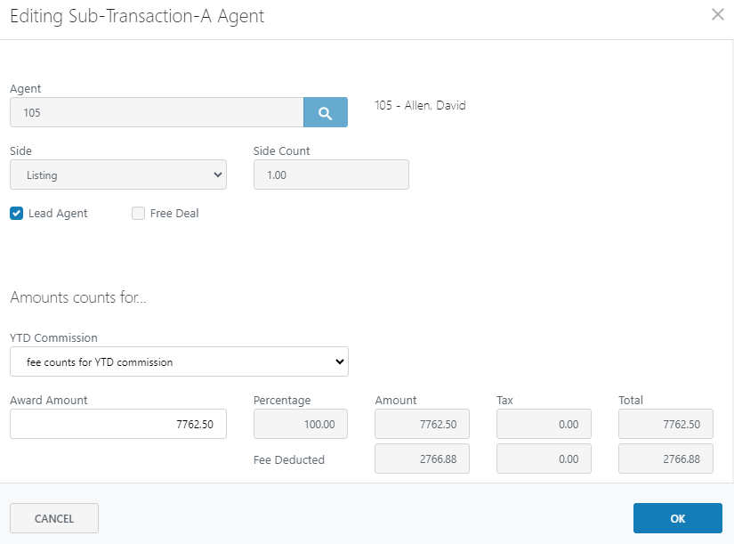 Adjust an agent's payment in a finalized transaction (new Back Office)