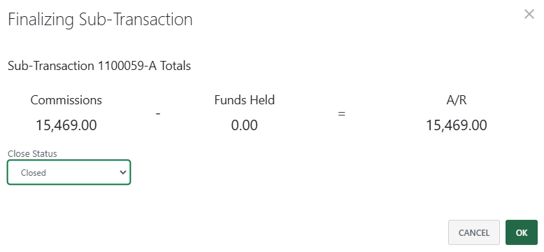 Close a transaction as sold (new Back Office)