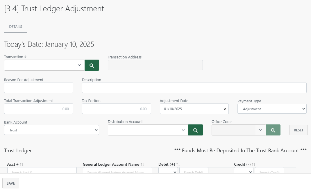About reversing a trust check (new Back Office)