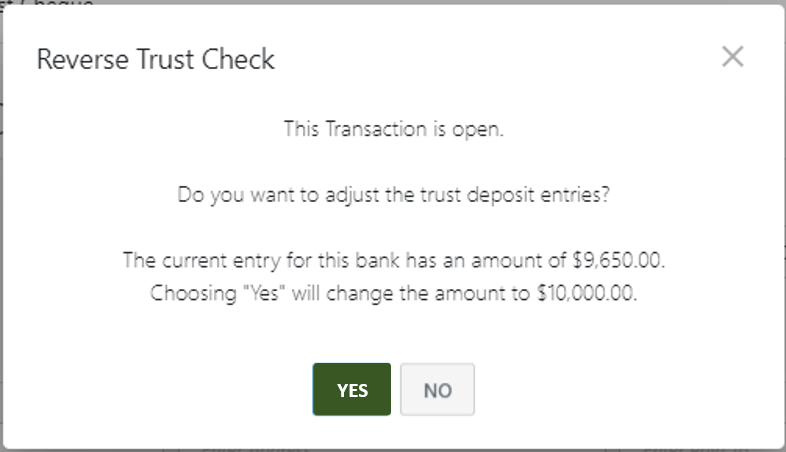 About reversing a trust check (new Back Office)