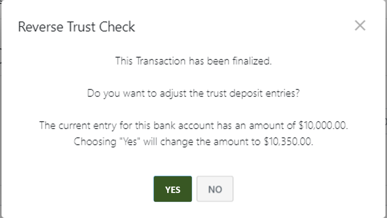 About reversing a trust check (new Back Office)
