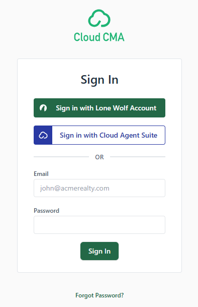 Log in or log out of Cloud CMA