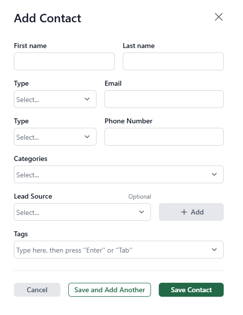 Create a new contact (Lone Wolf Foundation)