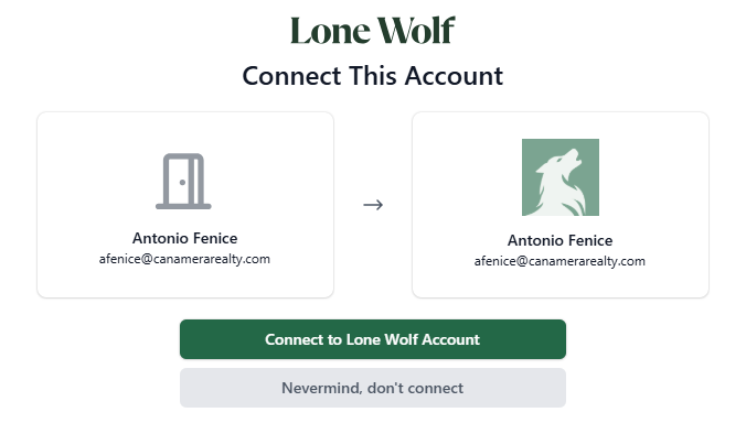 Create and connect a Lone Wolf Account to an existing application