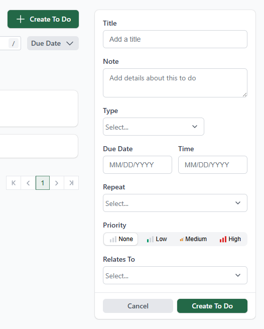 Create a to do (Relationships)