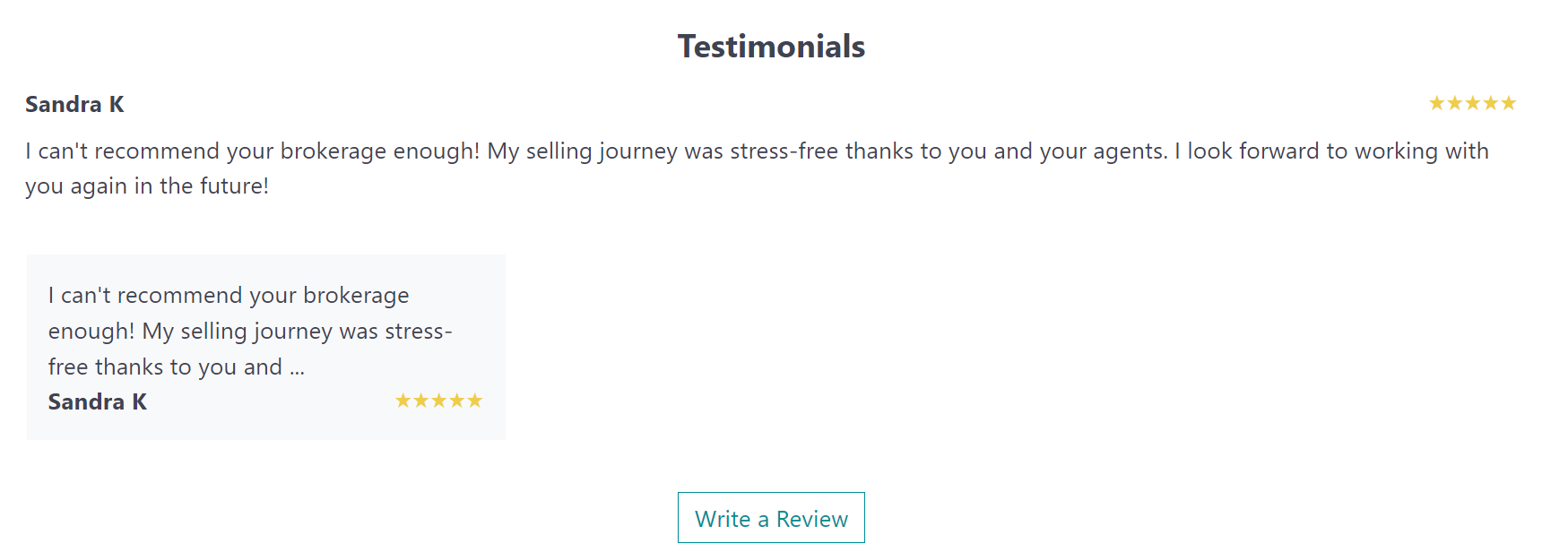 Create a testimonial (Front Office)