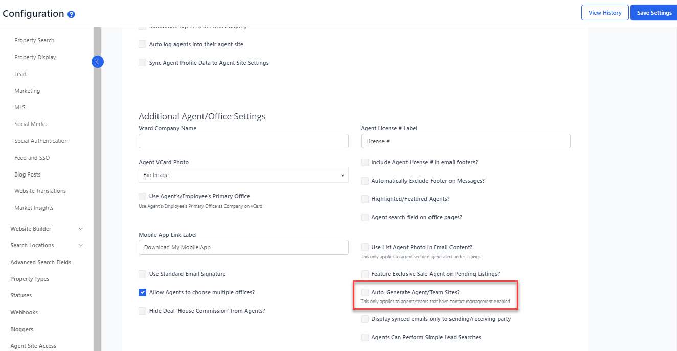 Generate agent websites (Front Office)