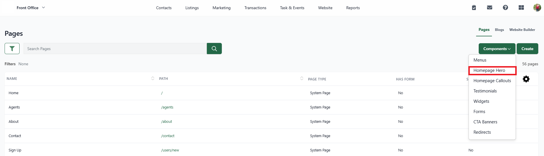 Create a homepage hero image (Front Office)