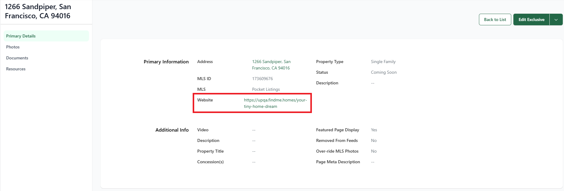 Create a dedicated property page (Front Office)