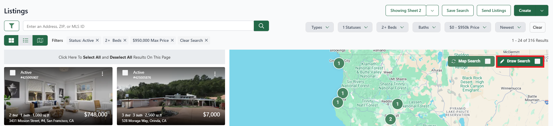 Search and share listings (Front Office)