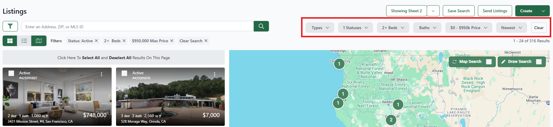 Search and share listings (Front Office)