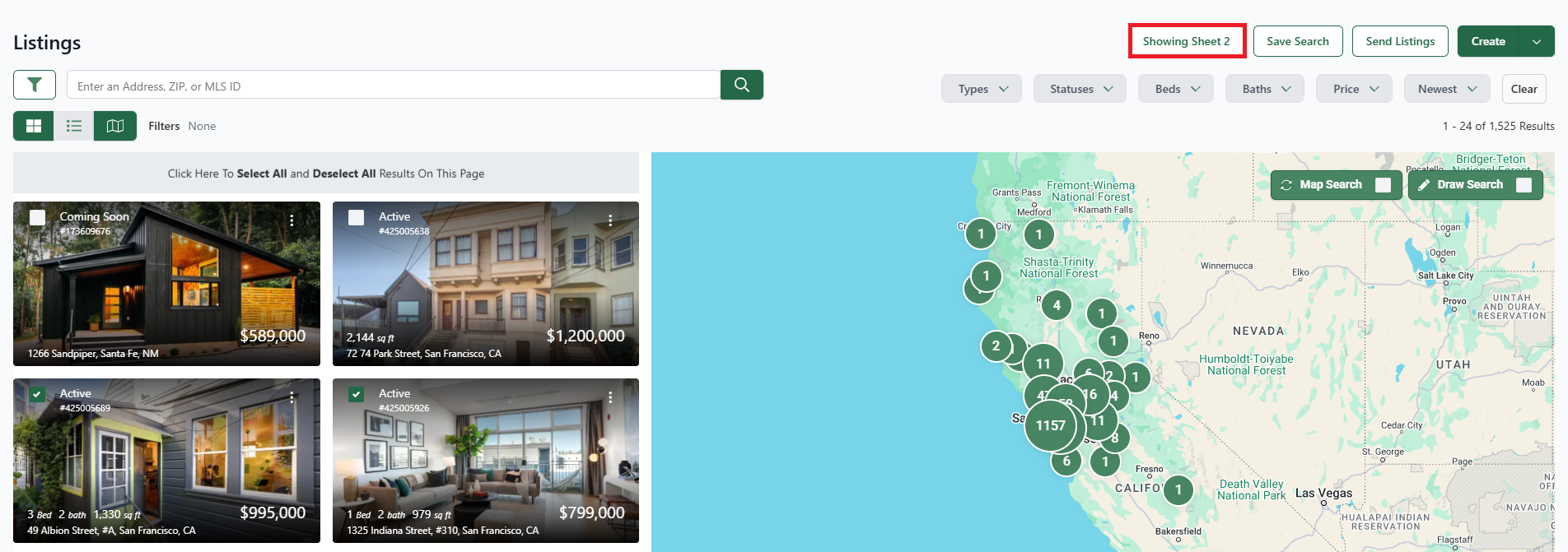 Create a showing sheet (Front Office)