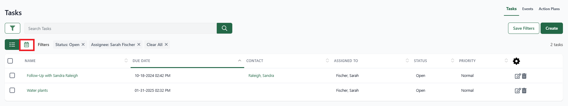 Create and manage tasks (Front Office)