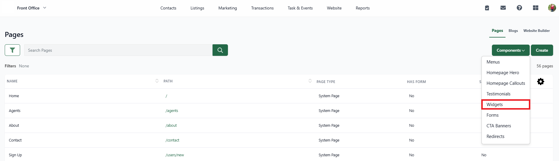 Create a widget (Front Office)
