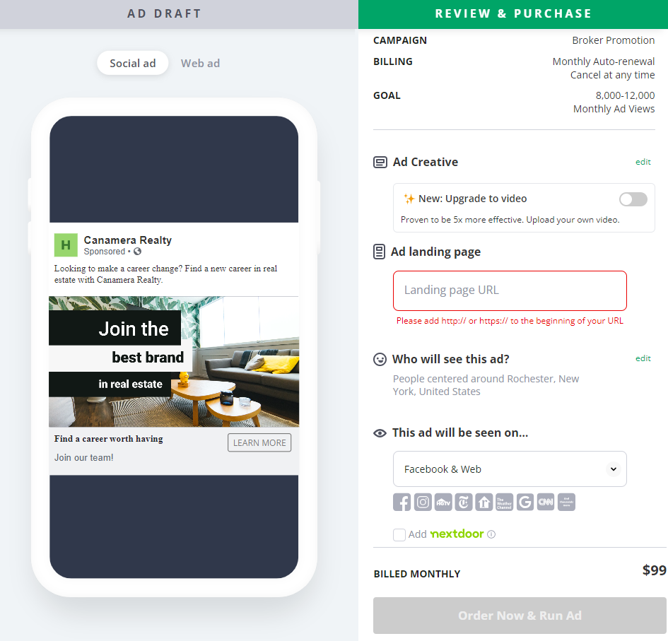 Create a brokerage promotion advertisement (Boost)