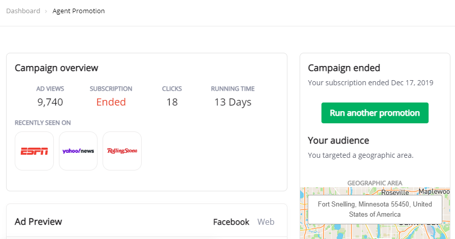 Create an agent or brokerage promotion advertisement out of an ended ...